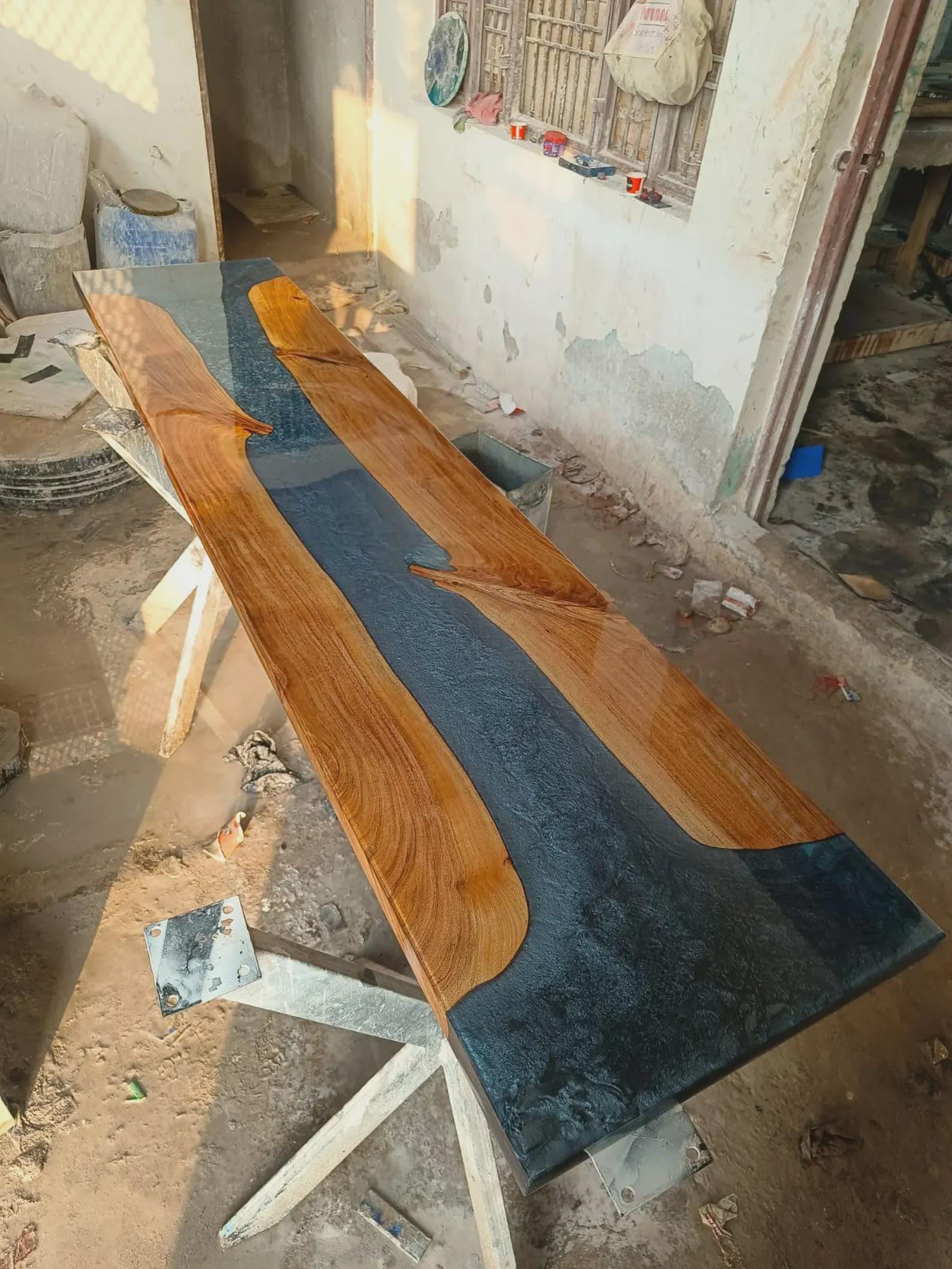Epoxy Kitchen Countertop Walnut Wood River Resin Live Edge Modern ...