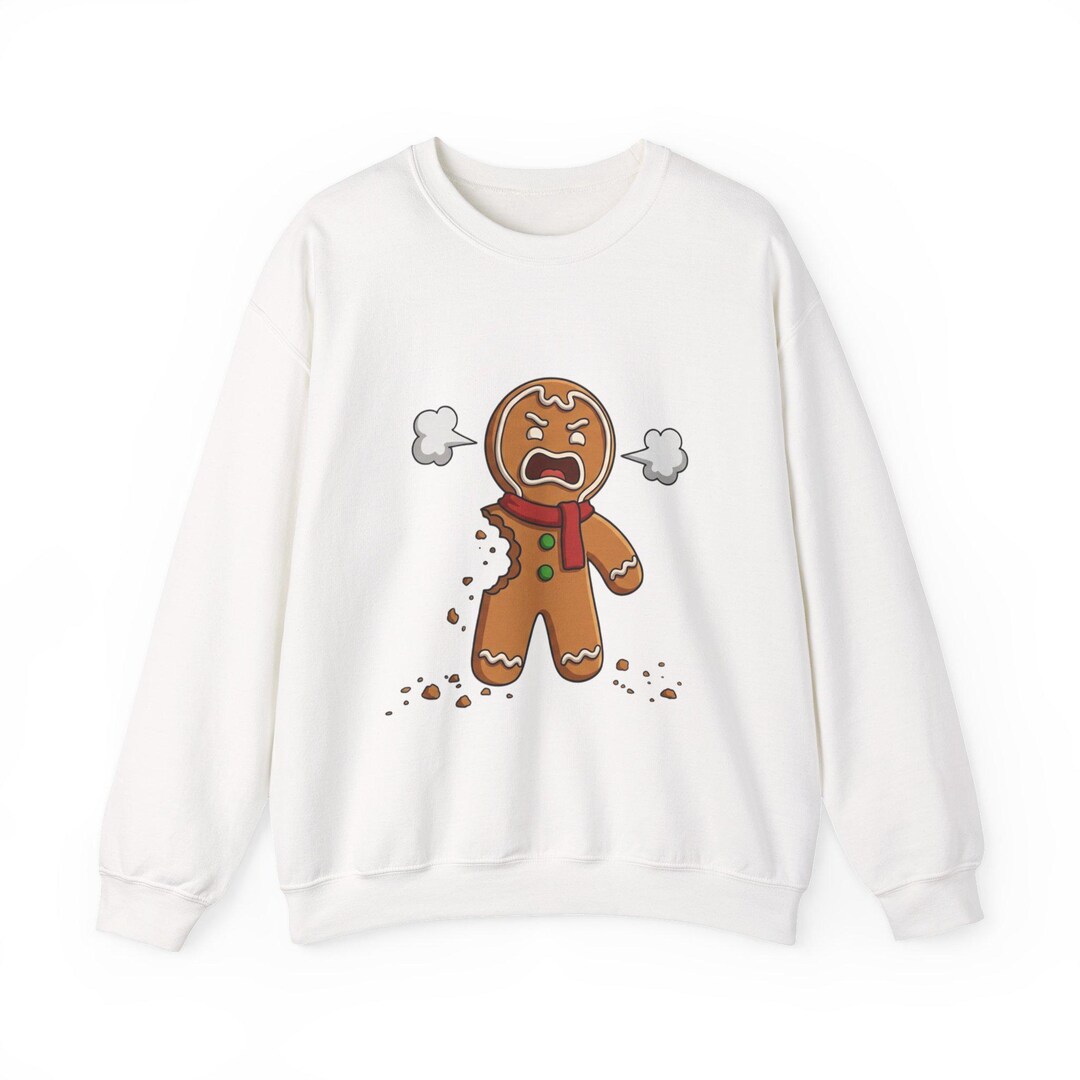 Angry Gingerbread Man Sweatshirt | Christmas Cookie Character Crewneck ...