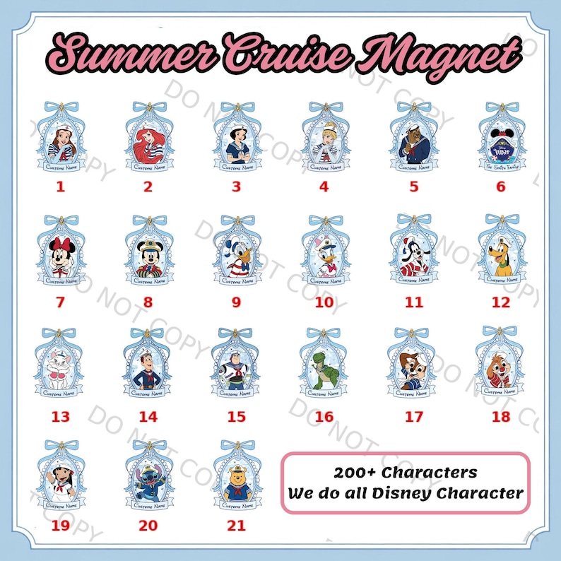 Custom Character Disneyland Cruise Door Magnet, Family Vacation Door ...