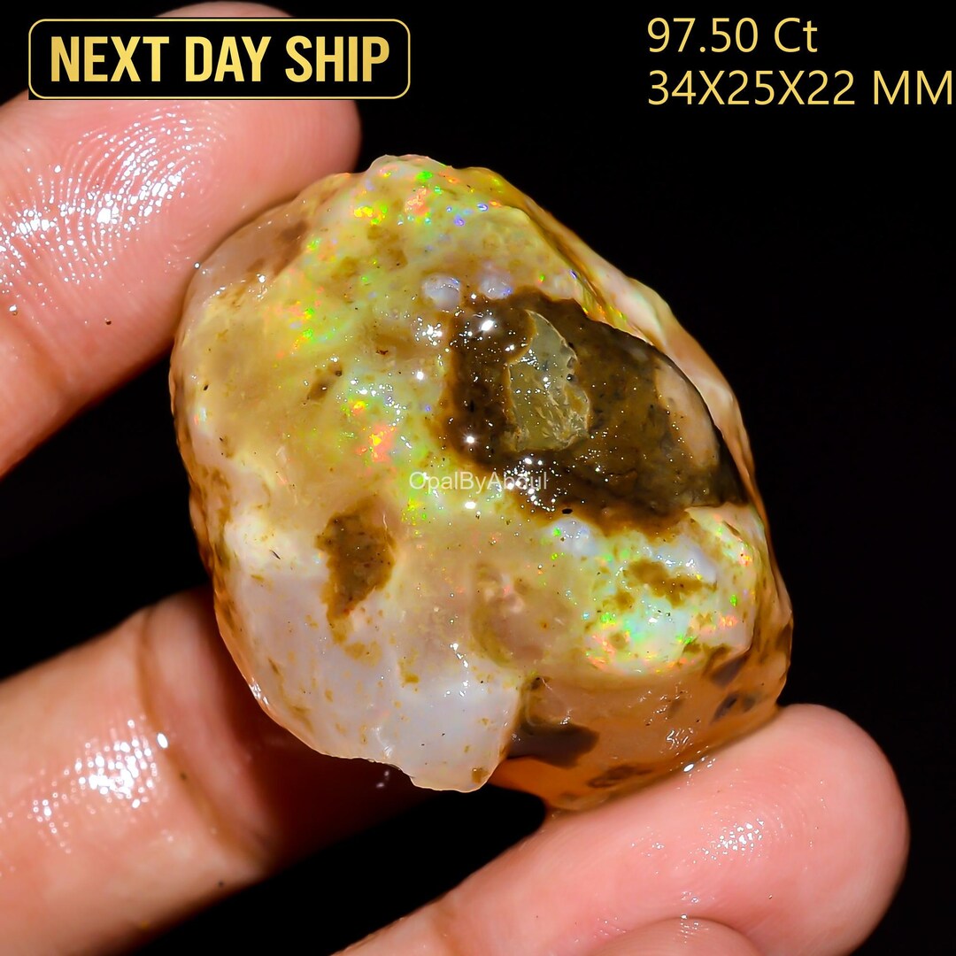Natural Ethiopian Opal Fancy Shape Oil Rough Loose Gemstone 97.5 Ct ...