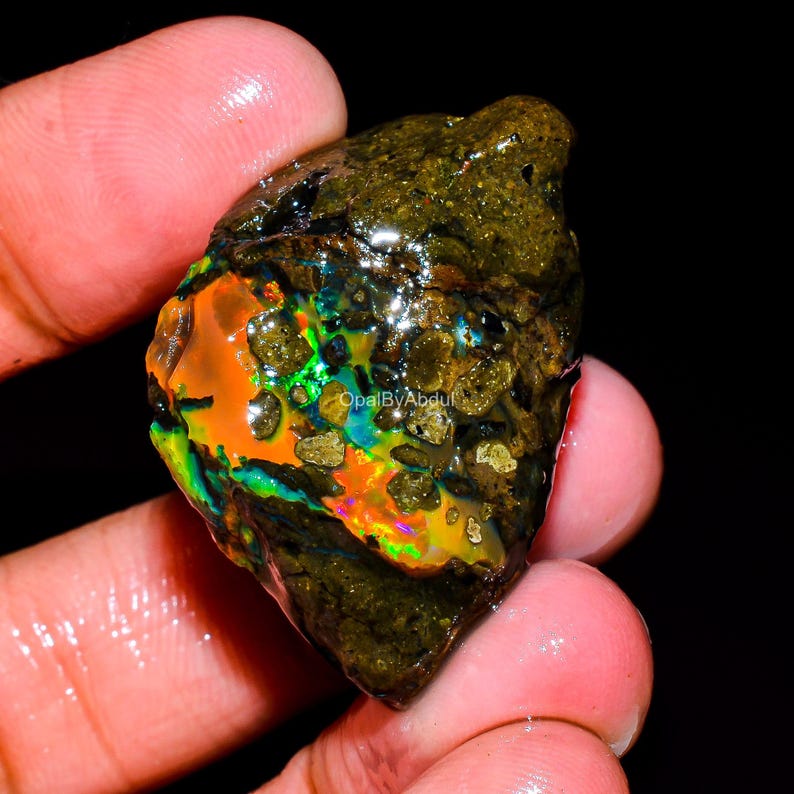 Natural Ethiopian Opal Fancy Shape Oil Rough Loose Gemstone 43 Ct ...
