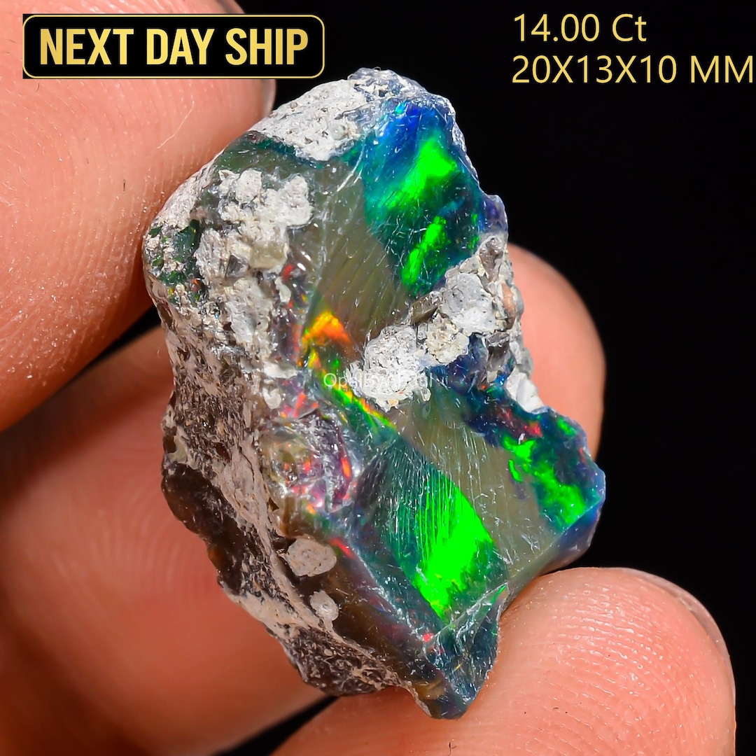 Natural Black Ethiopian Opal Fancy Shape Rough 14 Ct. 20X13X10 MM OE ...