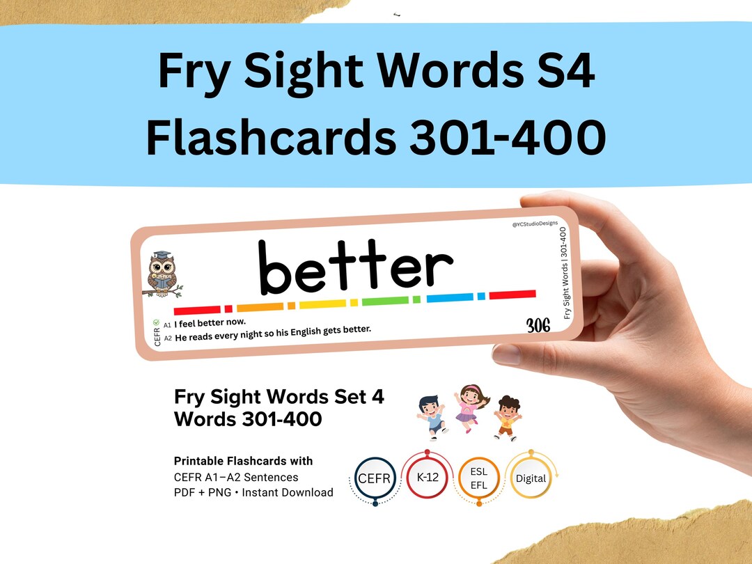 Sight Words 301-400 Printable Flashcards | ESL A1–A2 Sentences ...