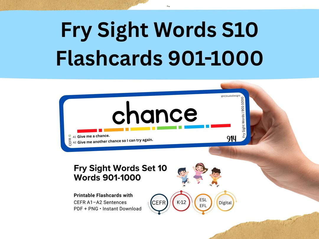 Sight Words 901-1000 Printable Flashcards | ESL A1–A2 Sentences ...