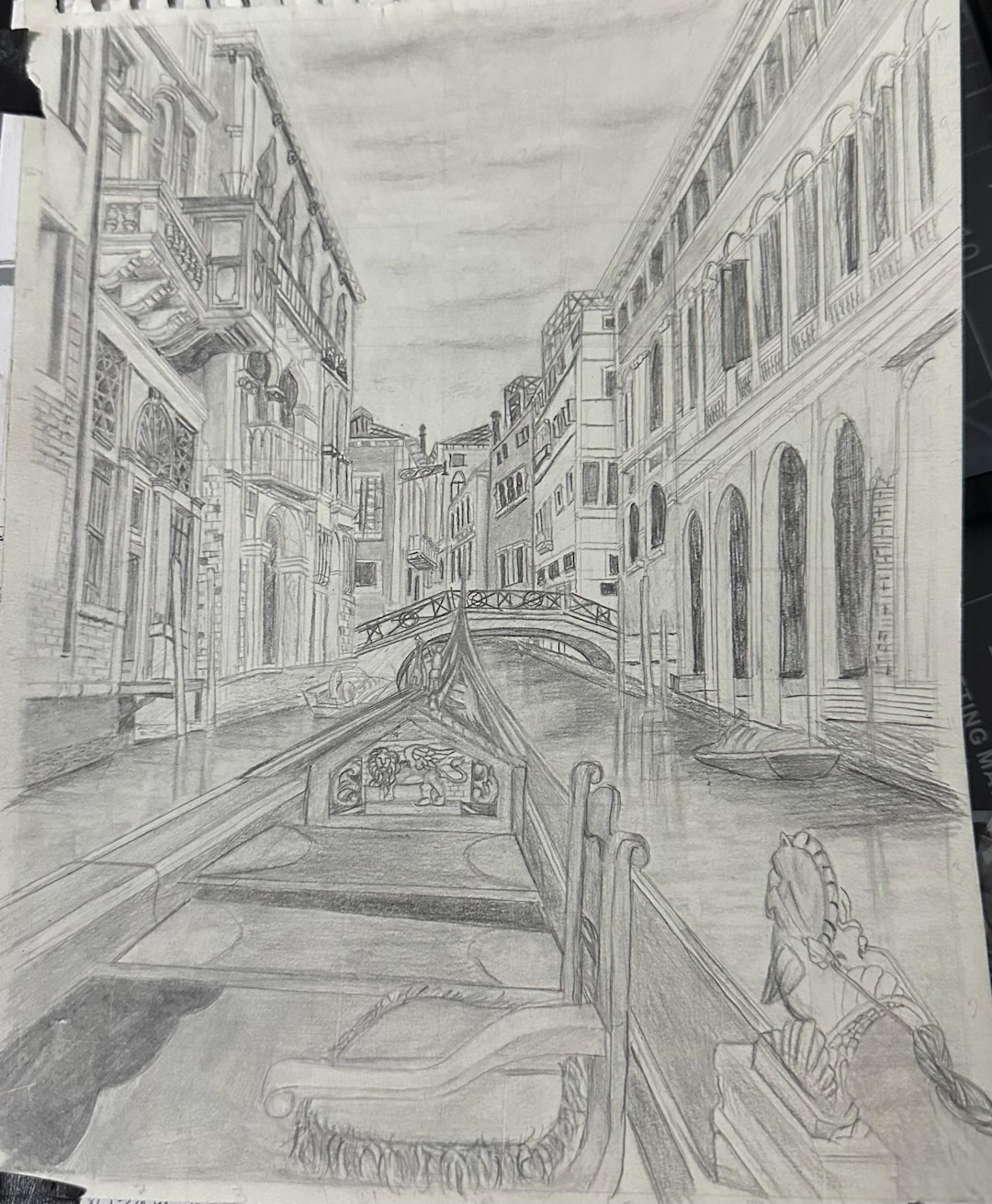 Venice Canal Graphite Drawing – Original Gondola Pencil Art - Etsy