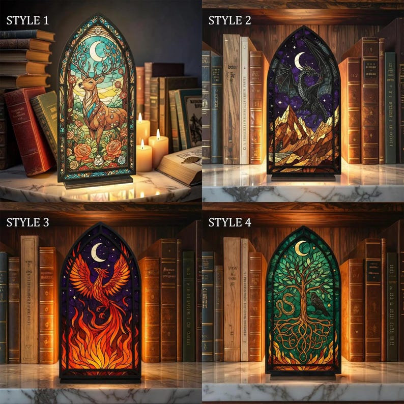 Custom Gothic Book Nook With Light | Fantasy Windows Bookshelf Insert ...