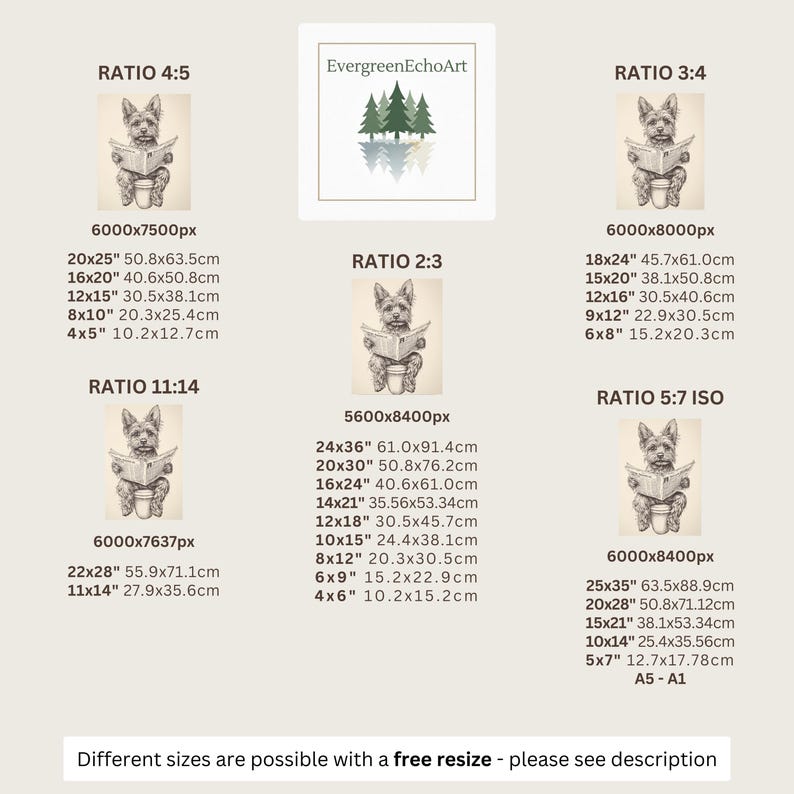 Quirky Terrier Reading Ink Drawing - Vintage Style Dog Art, Rustic ...