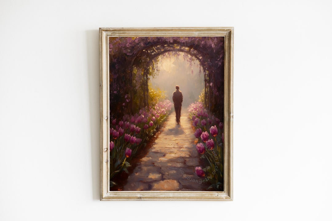 Vintage Spring Garden Path Impressionist Painting - Romantic ...
