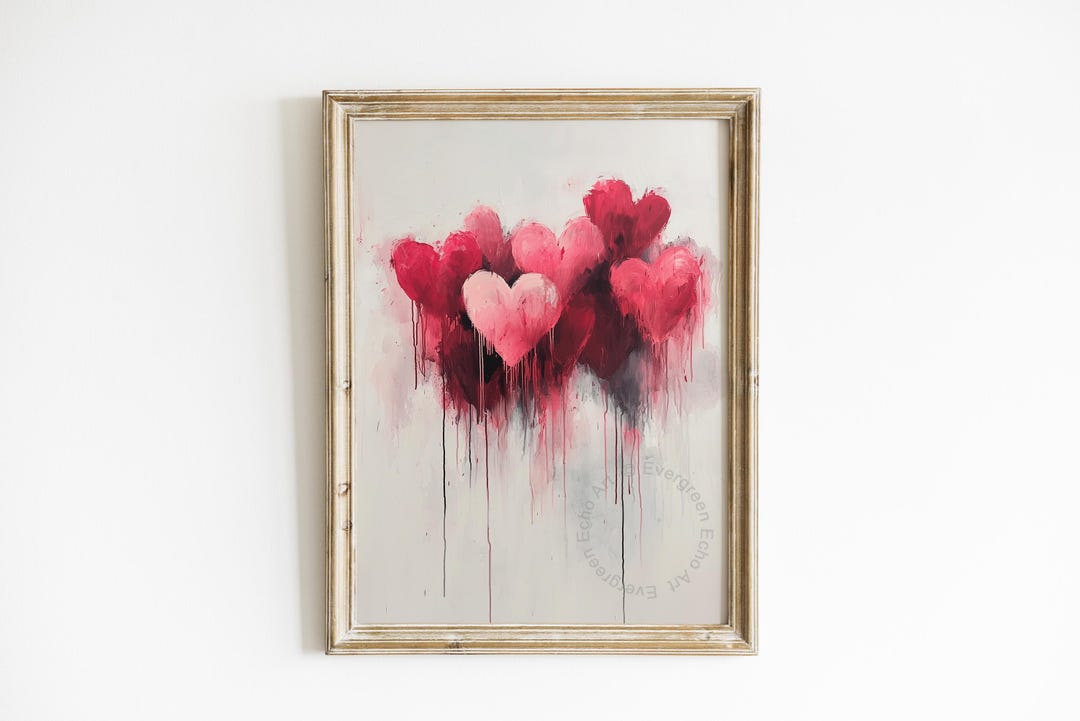 Heart Cluster Romance Printable Art - Vintage Valentine Mood, Abstract ...