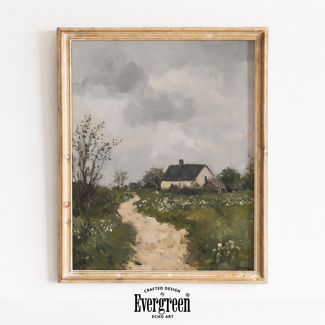 Vintage Spring Printable Wall Art - Cozy Cottage Path Through Green ...