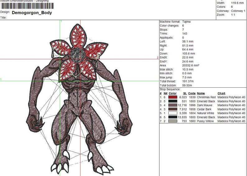Demogorgon 7" Weird Things Machine Embroidery Design - Etsy