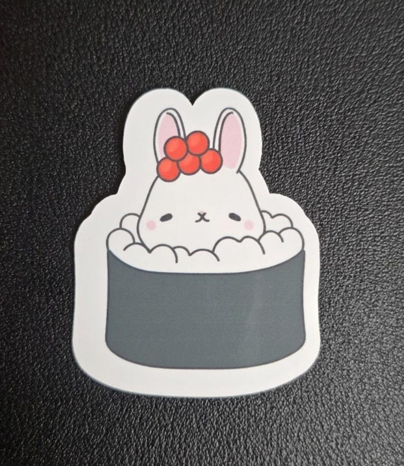 Cute Animal Sushi Stickers | Matte or Holographic Laminate Finish ...