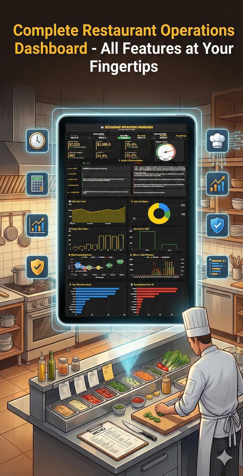 Restaurant Operations Dashboard | Google Sheets Template | Menu ...