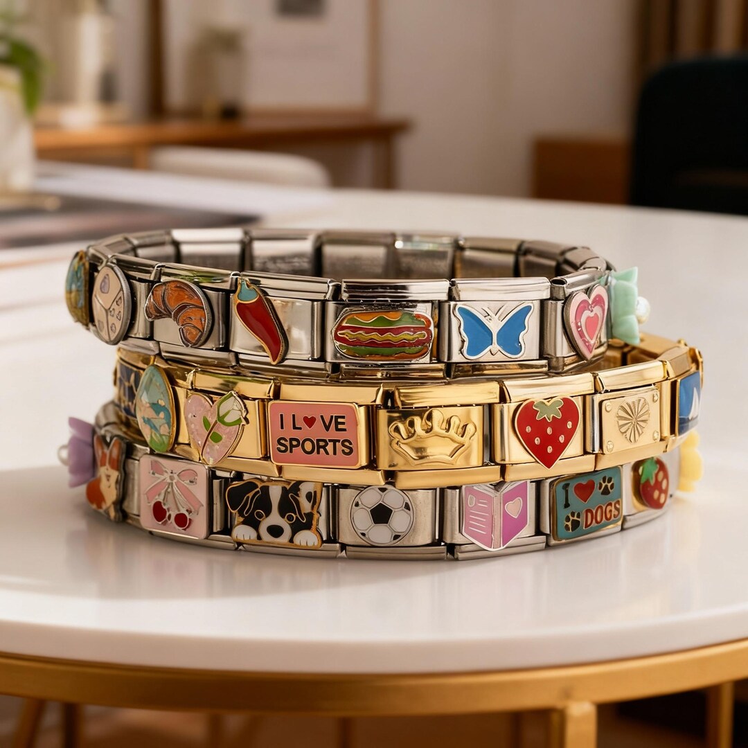 Silver Italian Charm Bracelet Custom Links, Casino Poker Dice,gothic ...