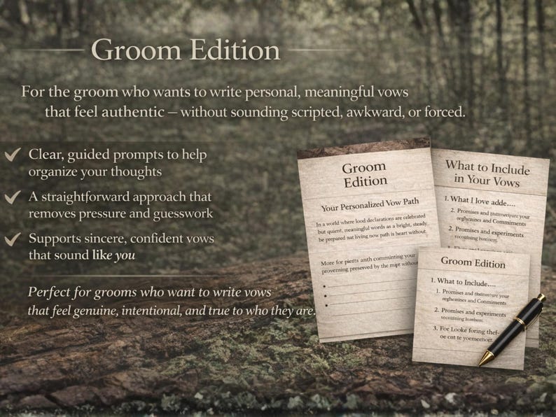 Wedding Vows for Groom, Groom Vow Writing Guide, Personalized Wedding ...