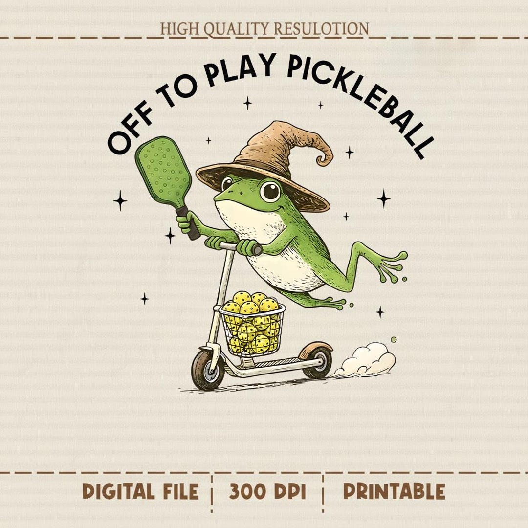 Pickleball Frog Png, off to Play Pickleball Frog Png, Funny Dink Toad ...