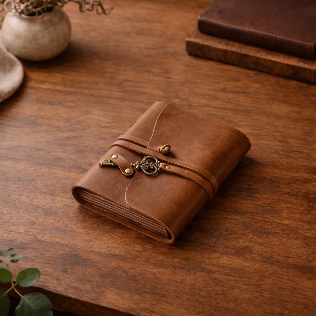 Full-grain Leather Traveler's Notebook, Handcrafted Vintage Strap-bound ...