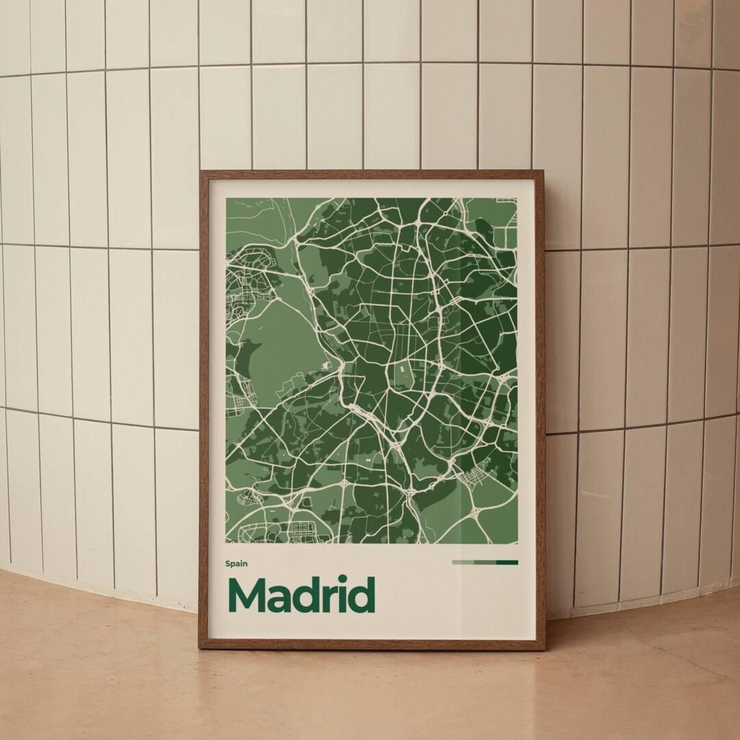 Madrid Map Minimalist Mid-century Poster - Etsy
