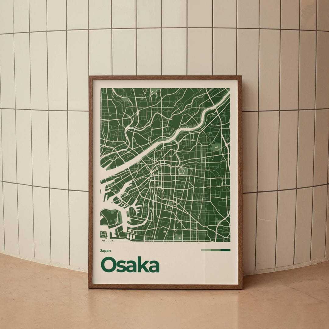 Osaka Map Minimalist Mid-century Poster - Etsy
