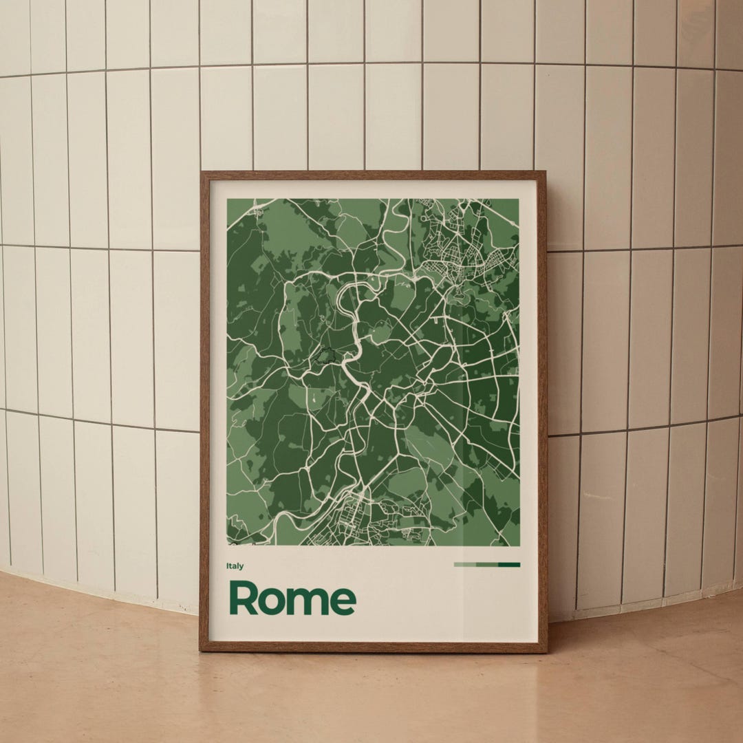 Rome Map Minimalist Mid-century Poster - Etsy