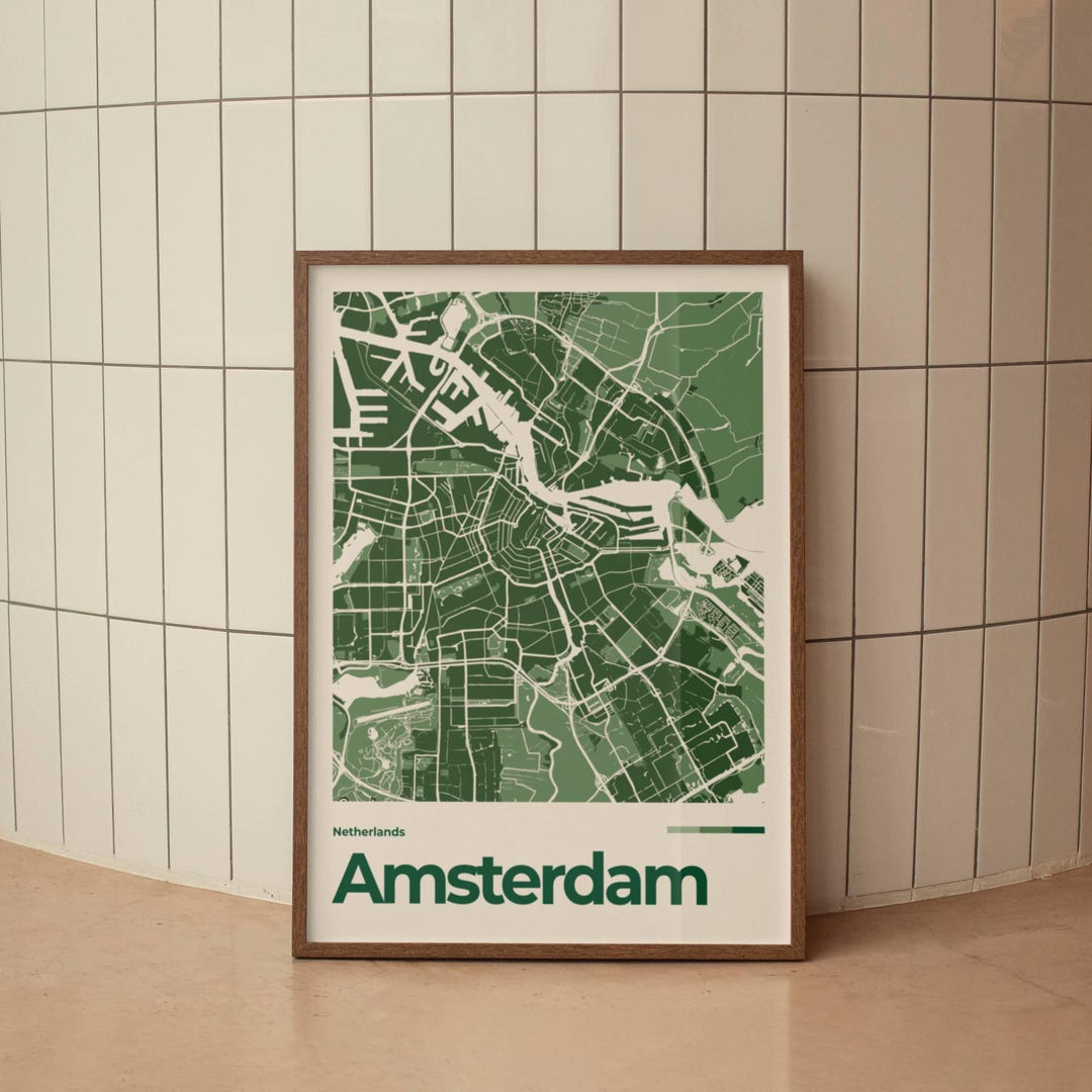 Amsterdam Map Minimalist Mid-century Poster - Etsy