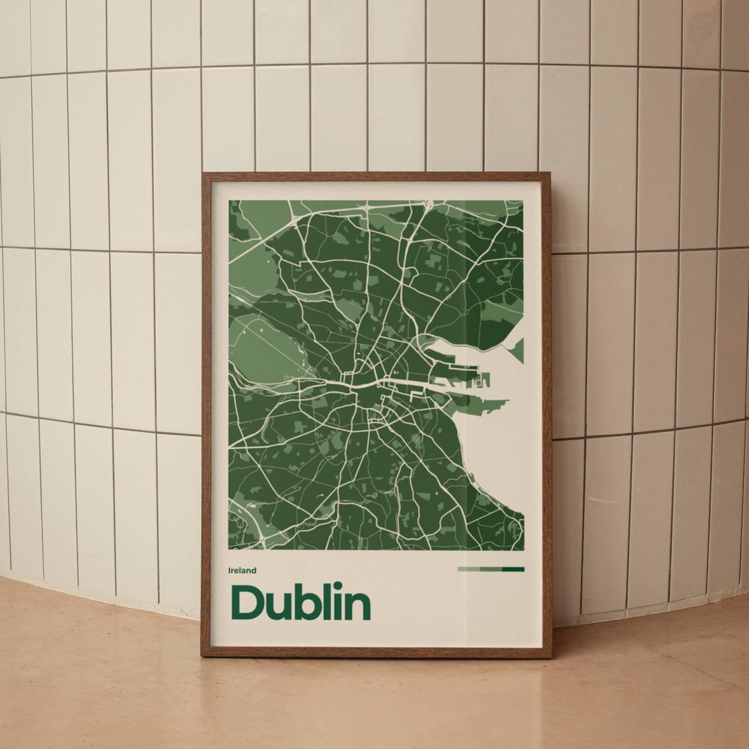 Dublin Map Minimalist Mid-century Poster - Etsy