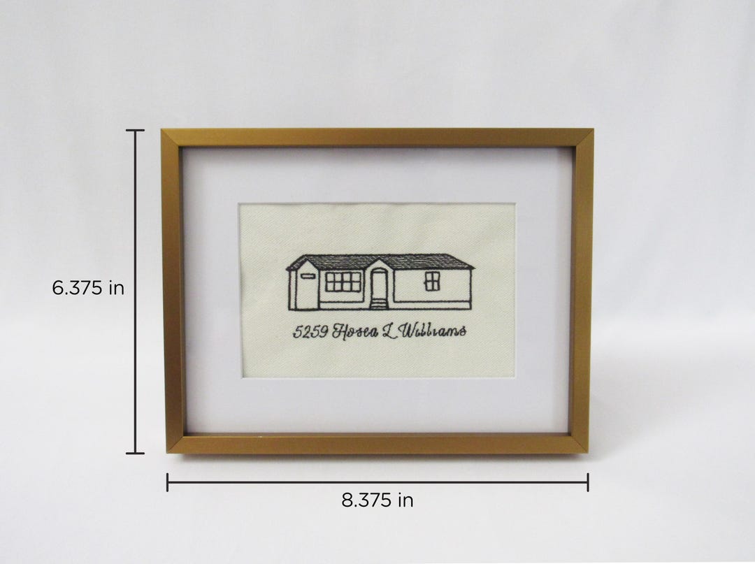 Custom Embroidered Home Portrait in Frame - Personalized Keepsake - Etsy