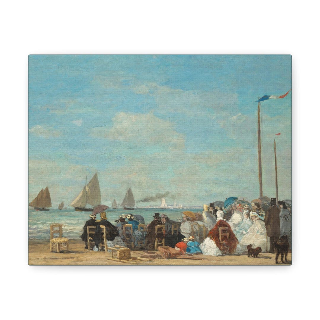 Eugene Boudin - Beach Scene at Trouville, 1863 - Canvas Gallery Wraps ...