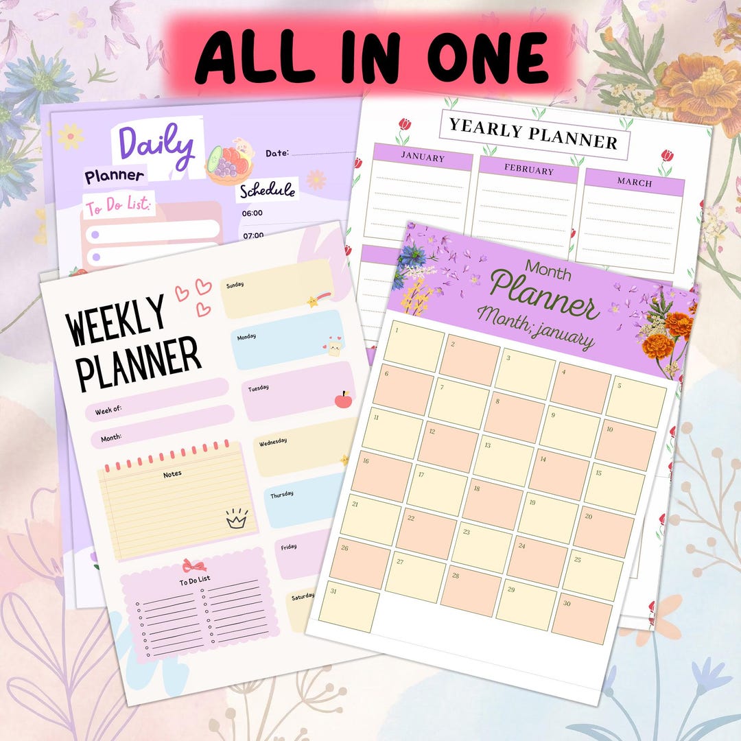 ADHD Digital Planner | Daily Weekly Monthly Yearly Planner | Simple ...