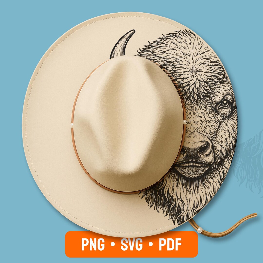 Bison Hat Burning Pyrography Design, Wildlife Laser Engraving Stencil ...