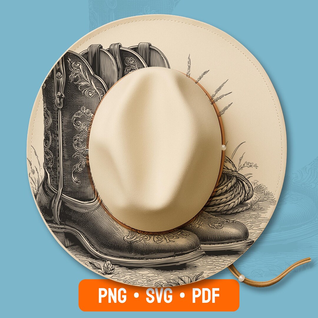 Cowboy Boots Rope Hat Burning Traceable Design, Laser Engraving ...