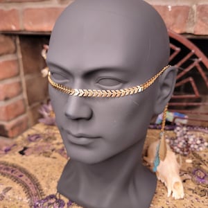 Handcrafted 18k Golden Elegant Face Chain Jewelry With Feather - Copper ...