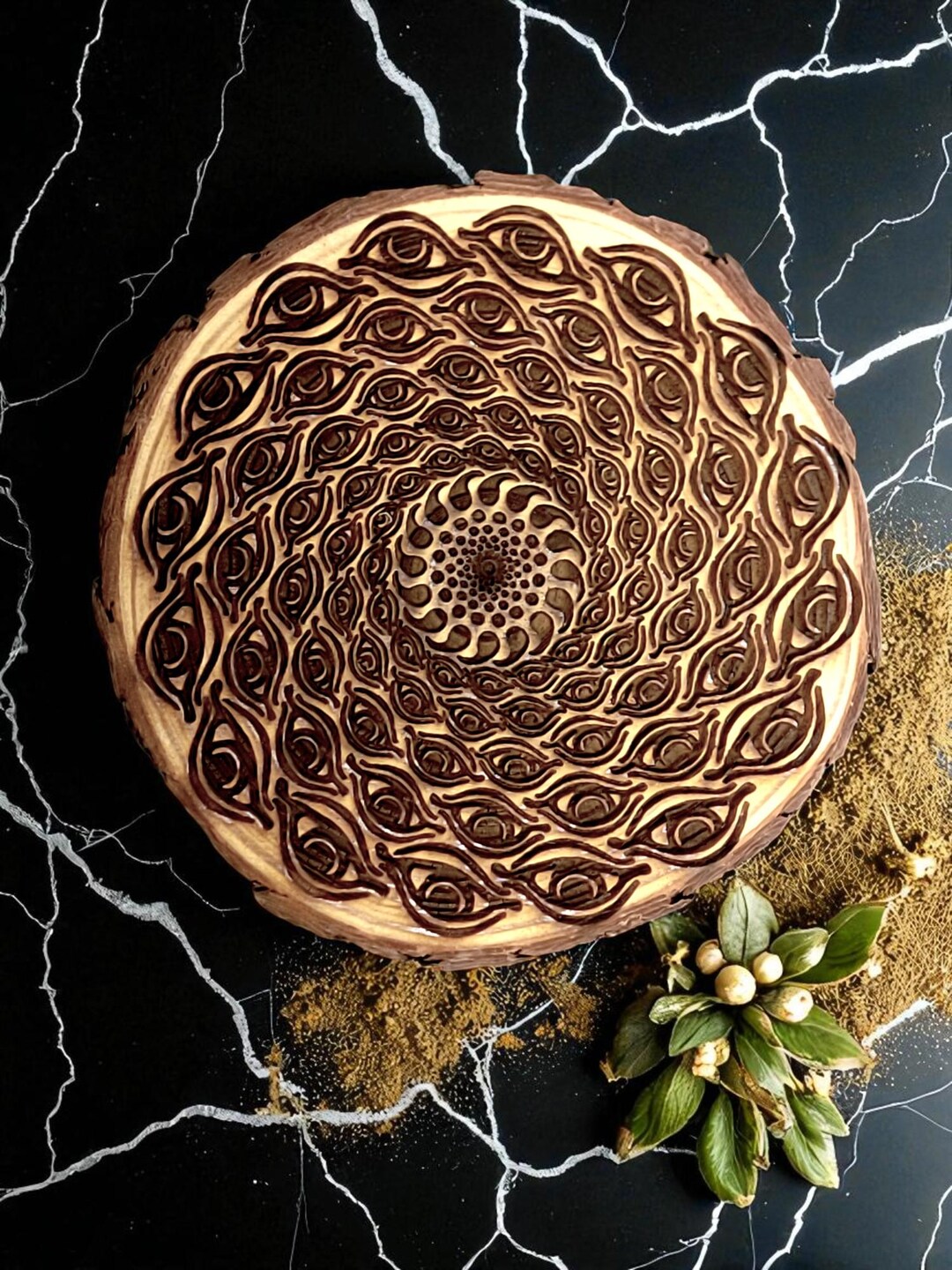 Hand-carved Wooden Mythic Sigil Wall Art, Sacred Geometry Pagan Decor ...