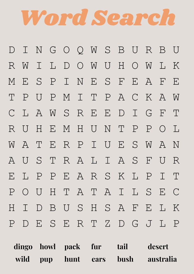 Dingo Activity Work Book- Australian Animal Study-printable PDF - Etsy