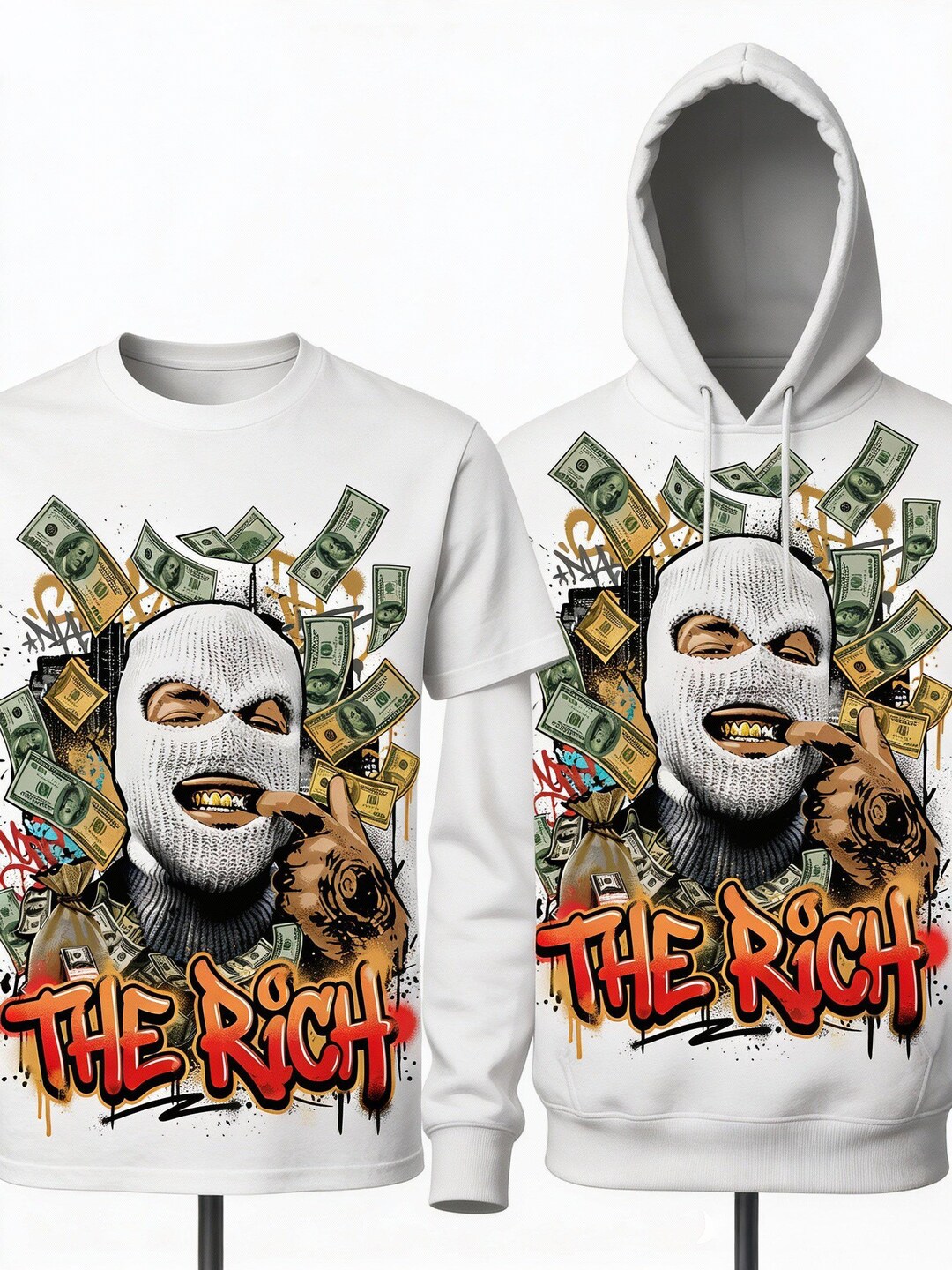 The Rich Money Gang PNG, Streetwear Hoodie Design, Cash Mask Graphic ...