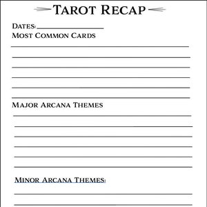 Tarot Recap Journal Page - Etsy
