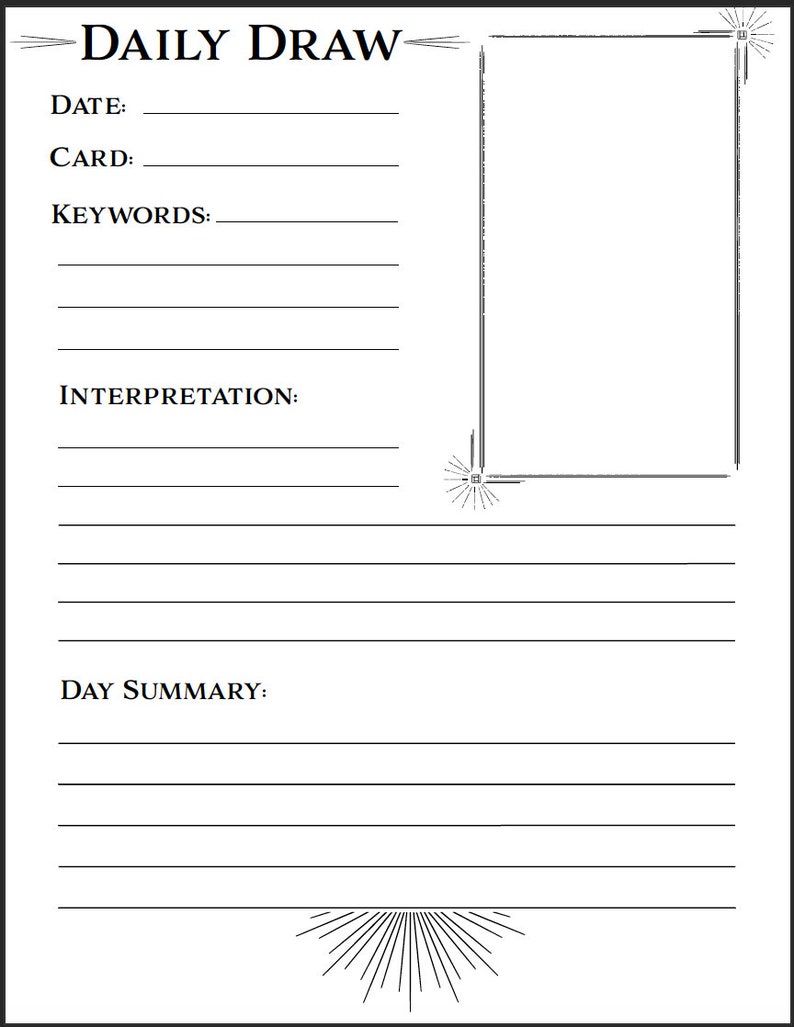 Daily Draw Tarot Journal Page - Etsy