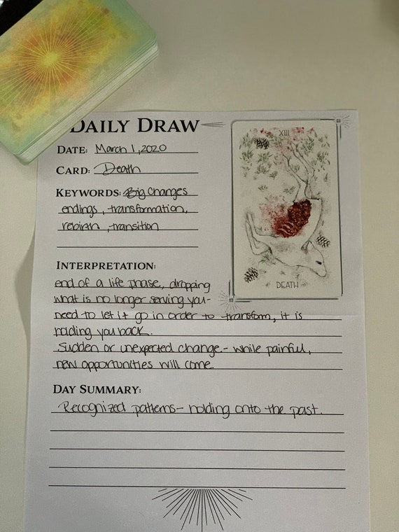 Daily Draw Tarot Journal Page - Etsy