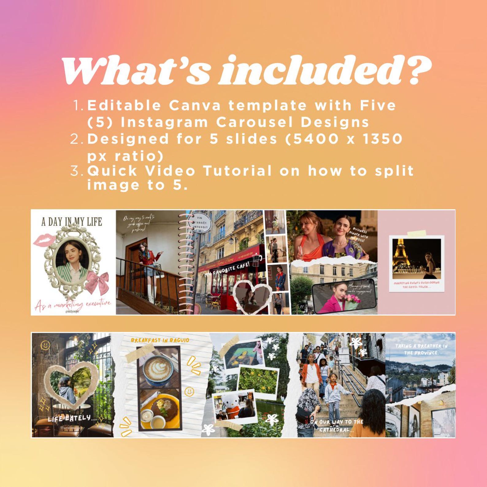 Seamless Instagram Carousel Editable Canva Template, Seamless Scrapbook ...