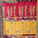 African Handprint Crimson and Saffron Large Throw Quilt With ...