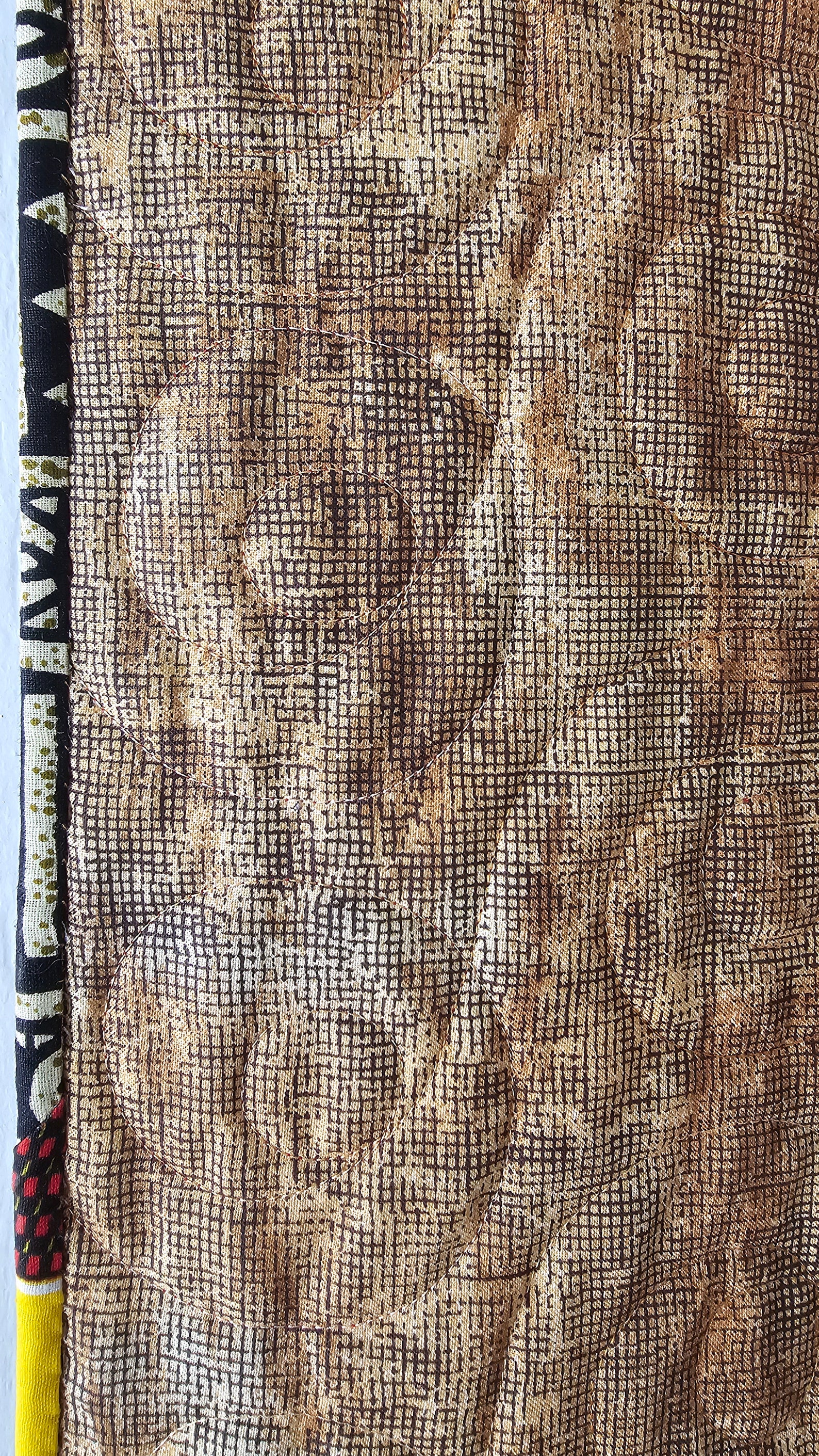 African Handprint Crimson and Saffron Large Throw Quilt With ...