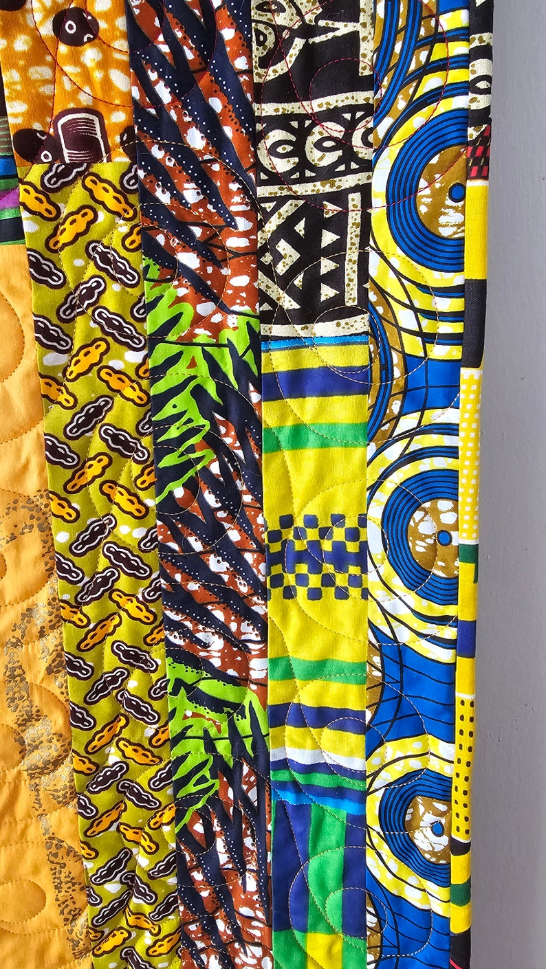 African Handprint Crimson and Saffron Large Throw Quilt With ...