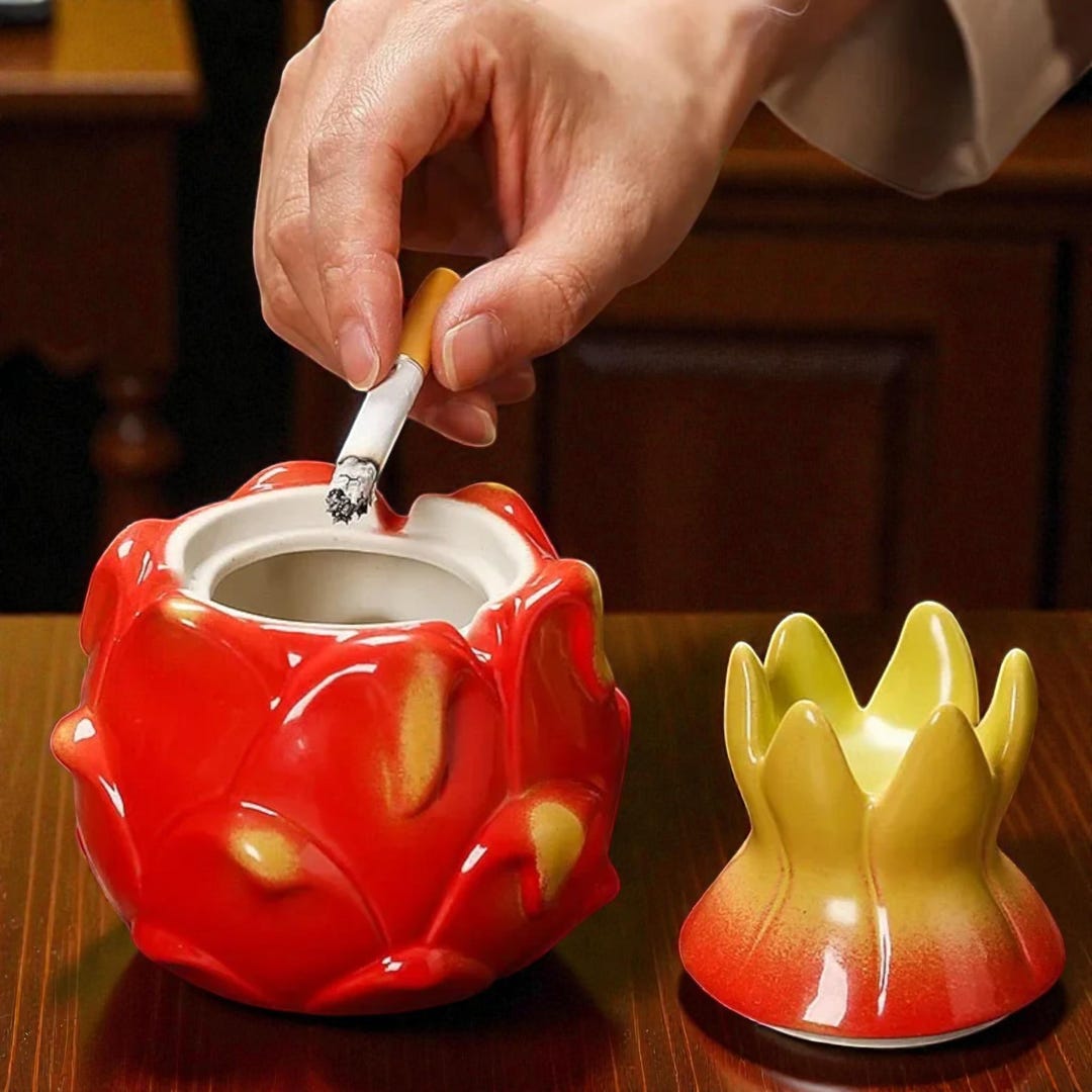 Crown Ceramic Ashtray With Lid - Fun Desk Decor - Etsy