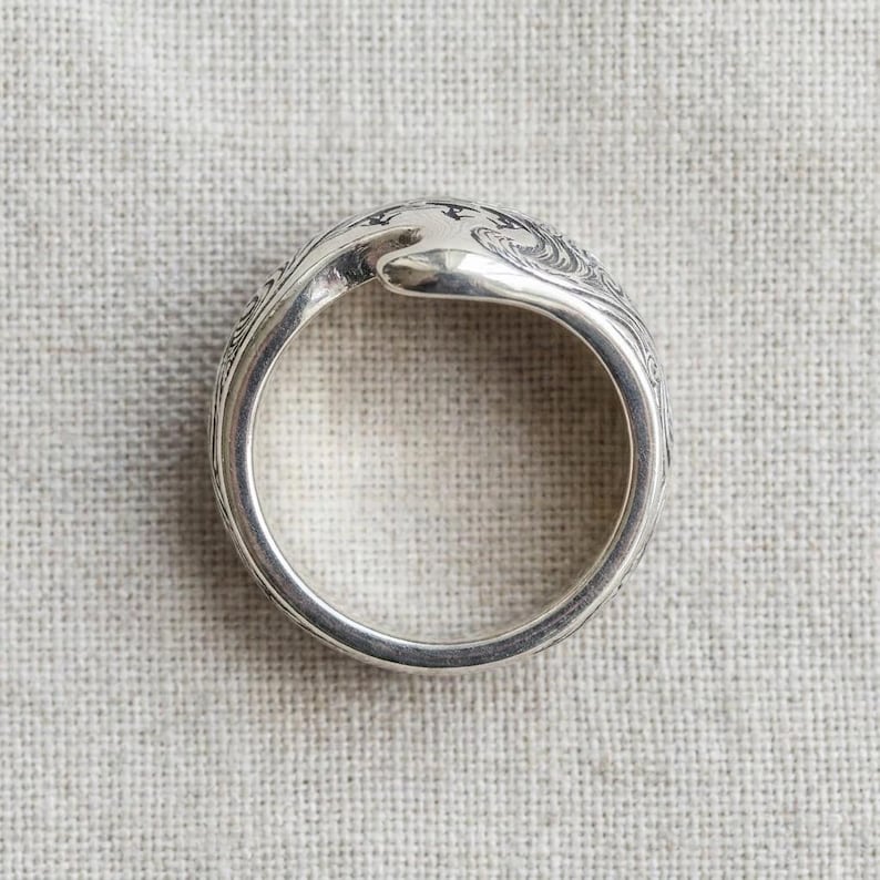 Surf Wave Ring Silver Ocean Engraved Band Avant Garde Sports Jewelry - Etsy