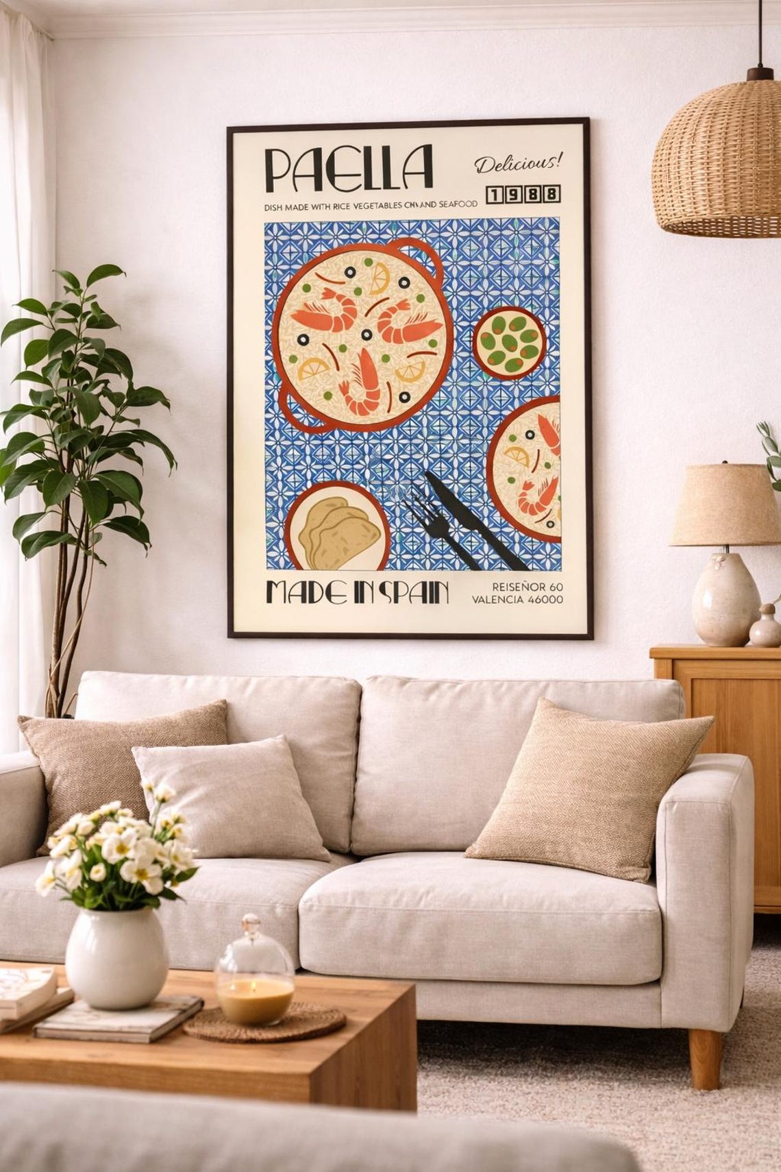 Vintage Paella Poster – Spanish Food Wall Art, Retro Kitchen Decor ...