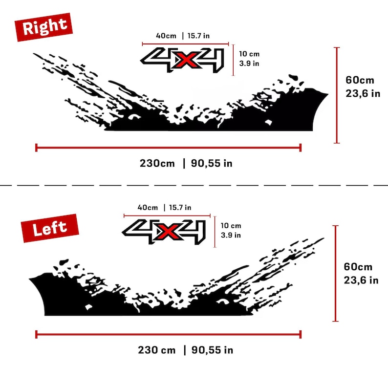 2 Pieces - 4x4 Sticker, off Road Pickup Truck Decal. 4x4 Mud Splash ...