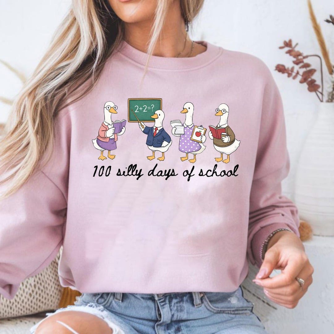 100 Days of School Ducks PNG, Cute Goose Teacher Png, Classroom School ...