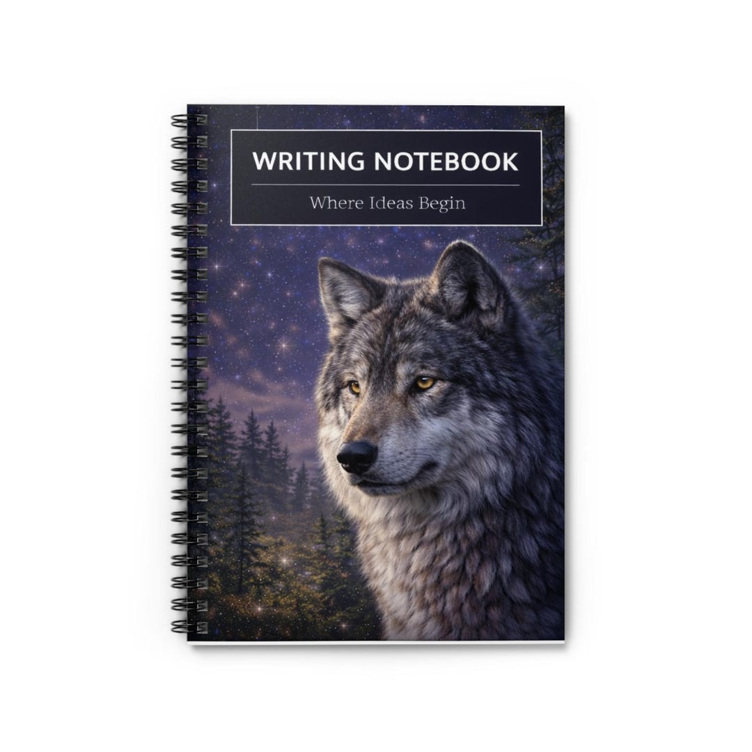 Wolf Portrait Writing Notebook | Spiral Ruled Journal, Nature Forest ...
