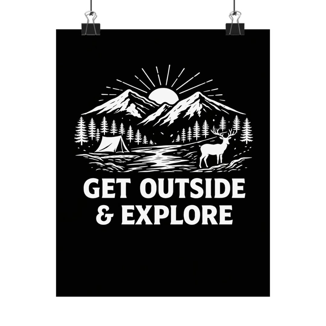 Get Outside & Explore Matte Poster | Camping Mountain Landscape - Etsy
