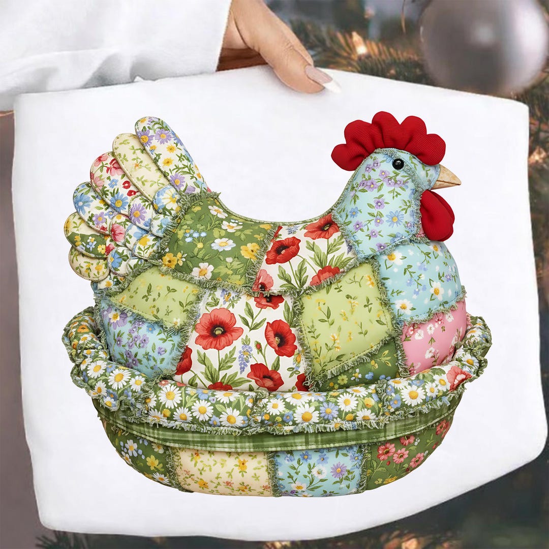 Patchwork Chicken Mom PNG, Floral Farmhouse Hen Quilt Style Design ...